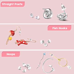 Silicone Earring Backs Earring Backings 1200 Pcs Soft Clear Ear Safety Back Pads Backstops Clutch Stopper Replacement for Fish Hook Earring Studs Hoops, Diameter 4mm