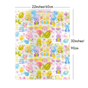 Kolewo4ever 10 pack Easter Basket Bags Happy Easter Jumbo Cello Basket Bags 32 by 22 Inches Easter Bunny Wrap bags Cellophane Wrapping Party Decorations with 10 pieces pull bow