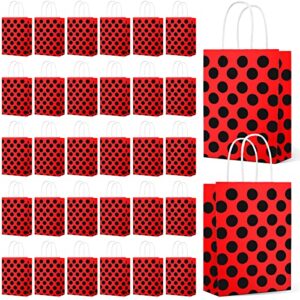 32 pcs ladybug party bags ladybug candy bag ladybug party favor bags ladybug treat paper bags with handle red black polka dot kraft paper bag for baby shower or ladybug themed birthday party supplies