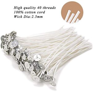 EricX Light 100 Piece Cotton Candle Wick 6" Pre-Waxed for Candle Making,Candle DIY