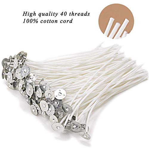 EricX Light 100 Piece Cotton Candle Wick 6" Pre-Waxed for Candle Making,Candle DIY