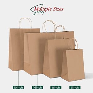 METRONIC Paper Gift Bags 5.25x3.75x8'' 100Pcs Brown Paper Bags with Handles Bulk, Kraft Paper Bags for Small Business, Birthday Wedding Party Favor Bags, Christmas Gift bags, Retail shopping Bags