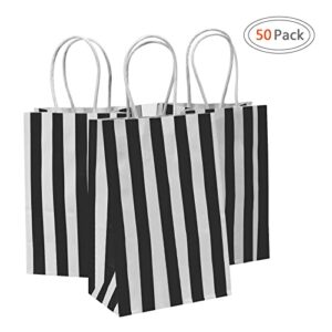 Ronvir 50pcs Black And White Bags 5.25x3.25x8 Inches Small Gift Bags Recycled Paper Bags For Halloween, Christmas, Thanksgiving, Party, Birthday