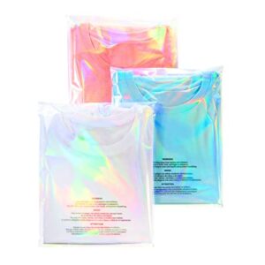 Holographic Resealable Bags For Small Business - These Cellophane Bags Self Adhesive For Convenient Packaging And Poly Bags With Suffocation Warning Offer A Premium Customer Experience - 10x13" 100 pk