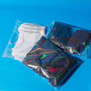 Holographic Resealable Bags For Small Business - These Cellophane Bags Self Adhesive For Convenient Packaging And Poly Bags With Suffocation Warning Offer A Premium Customer Experience - 10x13" 100 pk