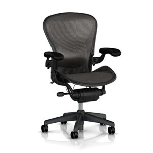 herman miller classic aeron task chair: tilt limiter w/seat angle adj – lumbar pad – fully adj vinyl arms – standard carpet casters