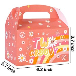 umoni Groovy Hippie Party Favor Treat Box 12pcs Two Groovy Retro Goody Gift Boxes for 2 Year Old Girl Retro Hippie Boho Theme Party Supplies