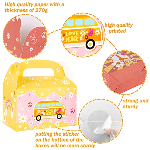 umoni Groovy Hippie Party Favor Treat Box 12pcs Two Groovy Retro Goody Gift Boxes for 2 Year Old Girl Retro Hippie Boho Theme Party Supplies