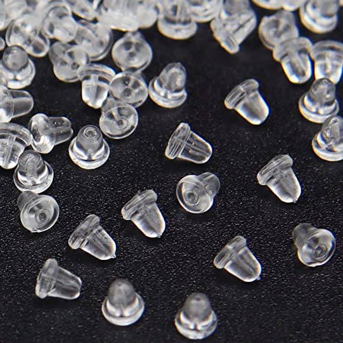 Earring Backs for Studs 200pcs Earring Back Soft Clear Ear Safety Back Pads Backstops Bullet Clutch Stopper Replacement for Fish Hook Earring Studs Hoops