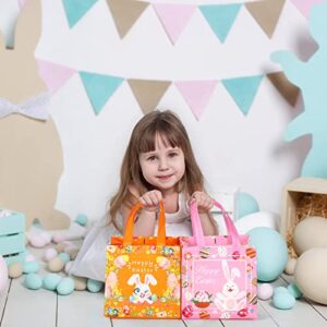 YANGTE Easter Bags 18 packs, Easter Baskets with Handle Gift Bags Reusable Non-Woven Tote Bags for Easter Holiday Spring Party Supplies Open Size 12.4 * 9.84 * 6.69 in