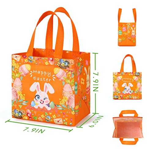 YANGTE Easter Bags 18 packs, Easter Baskets with Handle Gift Bags Reusable Non-Woven Tote Bags for Easter Holiday Spring Party Supplies Open Size 12.4 * 9.84 * 6.69 in