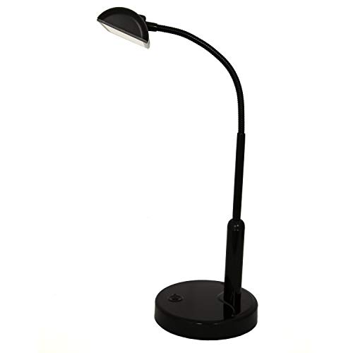 LIGHTACCENTS Battery Operated Lamp LED Desk Lamp - Cordless Lamp - Portable Office Desk Lamp Table Lamp Super Bright LED's with Adjustable Metal Neck, Use with Batteries or Included AC Adaptor(Black)