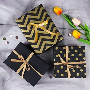 Ueerdand 105 Sheets Gold Black Tissue Paper, Christmas Metallic Gift Wrapping Paper Bulk for New Year Gift Bags, Birthday, Graduation, DIY Shipping Crafts, 20 Inch x 12 Inch