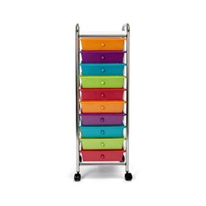 Seville Classics 10-Drawer Multipurpose Mobile Rolling Utility Storage Organizer with Tray Cart, Multicolor (Pearl)