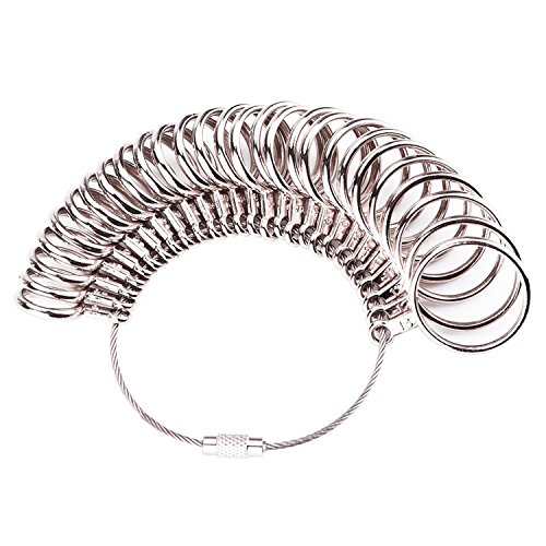 MUDDER Stainless Steel Finger Sizer Measuring Ring Tool, Size 1-13 with Half Size, 27 Pcs