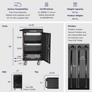 Line Leader 30 Unit Mobile Charging Cart with Locking Cabinets | UL Safety-Certified Charging Station for 30 Tablets, Laptops or Chromebooks | ANSI/BIFMA Standard Laptop Cart & Classroom Storage Cart