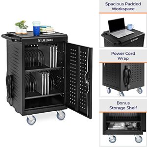 Line Leader 30 Unit Mobile Charging Cart with Locking Cabinets | UL Safety-Certified Charging Station for 30 Tablets, Laptops or Chromebooks | ANSI/BIFMA Standard Laptop Cart & Classroom Storage Cart