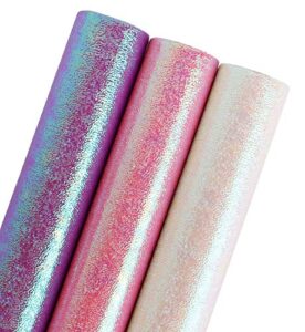 wrapaholic wrapping paper roll – pink/white/purple rainbow color for birthday, wedding, mother’s day, valentine’s day, holiday, baby shower wrap – 3 rolls – 30 inch x 120 inch per roll