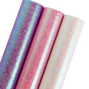 WRAPAHOLIC Wrapping Paper Roll - Pink/White/Purple Rainbow Color for Birthday, Wedding, Mother's Day, Valentine's Day, Holiday, Baby Shower Wrap - 3 Rolls - 30 inch X 120 inch Per Roll