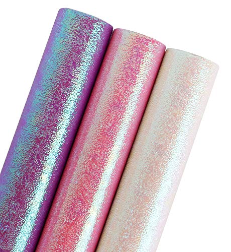 WRAPAHOLIC Wrapping Paper Roll - Pink/White/Purple Rainbow Color for Birthday, Wedding, Mother's Day, Valentine's Day, Holiday, Baby Shower Wrap - 3 Rolls - 30 inch X 120 inch Per Roll