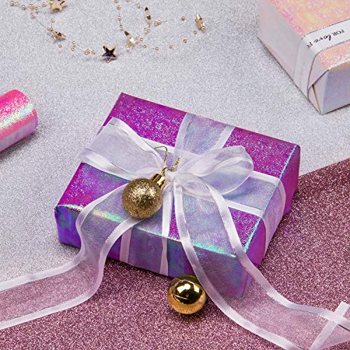 WRAPAHOLIC Wrapping Paper Roll - Pink/White/Purple Rainbow Color for Birthday, Wedding, Mother's Day, Valentine's Day, Holiday, Baby Shower Wrap - 3 Rolls - 30 inch X 120 inch Per Roll