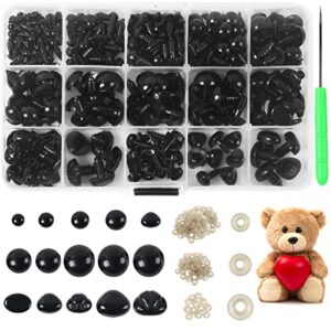 yexixsr 566pcs safety eyes and noses for amigurumi, stuffed crochet eyes with washers, craft doll eyes and nose for teddy bear, crochet toy, stuffed doll and plush animal (various sizes)