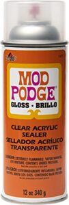 mod podge spray acrylic sealer that is specifically formulated to seal craft projects, dries crystal clear is non-yellowing no-run and quick drying, 12 ounce, gloss