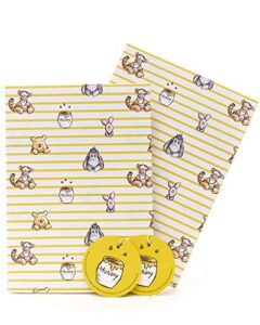 winnie the pooh 2 sheets of gift wrap and 2 gift tags