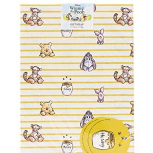 Winnie The Pooh 2 Sheets of Gift Wrap and 2 Gift Tags