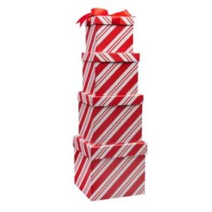 4 christmas gift boxes candy cane christmas nesting boxes with lids in 4 assorted sizes for holiday decorative wrapping