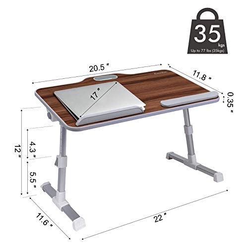 Kavalan Laptop Desk Foldable Laptop Table with Top Handle, Adjustable Height Desk Serving Tray on Couch, Standing Desk Dining Table on Sofa/Floor, Ideal for Reading, Working, Studying, Black Teak