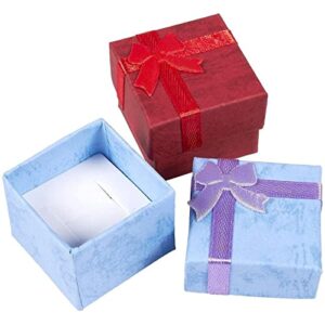 Juvale 24 Count Ring Gift Box Set with Bow for Anniversaries, Weddings, Birthdays (6 Colors, 1.6 x 1.2 in)