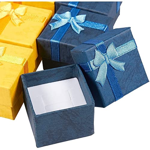 Juvale 24 Count Ring Gift Box Set with Bow for Anniversaries, Weddings, Birthdays (6 Colors, 1.6 x 1.2 in)