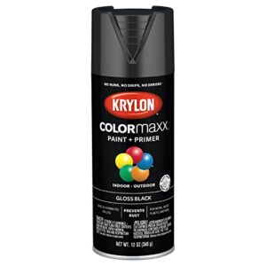 krylon k05505007 colormaxx spray paint and primer for indoor/outdoor use, gloss black 12 ounce (pack of 1)