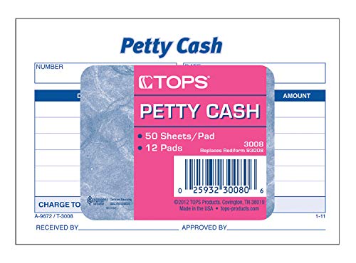 TOPS 3008 Received of Petty Cash Slips, 3 1/2 x 5, 50 per Pad (Pack of 12 Pads)