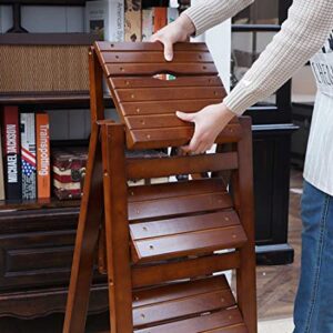 Bidesen 3 Step Stool Wooden Folding Ladder Chair Thickened Library Stair Chair Portable Light Garden Tool Ladder Maximum Load 337bl