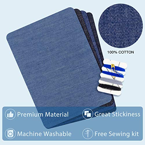 Iron on Patches for Clothing Repair 20PCS, Denim Patches for Jeans Kit 3" by 4-1/4", 4 Shades of Blue Iron On Jean Patches for Inside Jeans & Clothing Repair