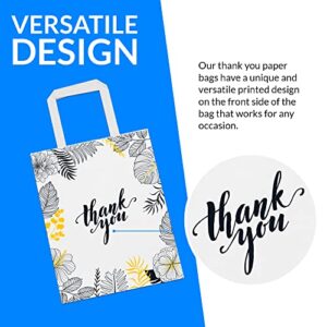 Reli. Paper Bags | 110 Pcs Bulk | 8"x4.5"x10.25" | Paper Thank You Bags | White Paper Bags with Handles, Printed | Small Thank You Gift Bags for Guests | Gifts, Wedding, Merchandise, Business