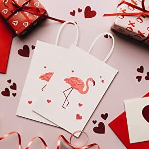 Eupako Kraft Paper Bags with Handles, 5.25x3.75x8 White Small Gift Bags, Kraft Shopping Bags, Party Favor Bags, Retail, Business, Merchandise for Valentine's Day, Mother's Day (Pack of 25)