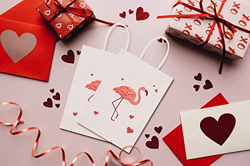 Eupako Kraft Paper Bags with Handles, 5.25x3.75x8 White Small Gift Bags, Kraft Shopping Bags, Party Favor Bags, Retail, Business, Merchandise for Valentine's Day, Mother's Day (Pack of 25)