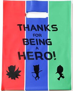 party favor plastic goodie bags with handles- theme birthday supplies gift bag for kids and adults – hero masks (24 pack)