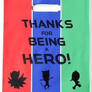 Party Favor Plastic Goodie Bags with Handles- Theme Birthday Supplies Gift Bag for Kids and Adults – Hero Masks (24 Pack)