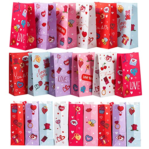 JOYIN 72 Pcs Valentines Day Paper Gift Bags 5x9.4 inch, Valentines Candy Bags, Goodie Bags for Valentine’s Day Party Favors Funny Gift Exchange Novelty Gift Giving Gift Wrapping