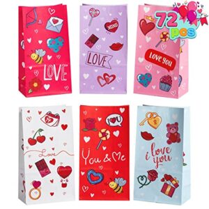 JOYIN 72 Pcs Valentines Day Paper Gift Bags 5x9.4 inch, Valentines Candy Bags, Goodie Bags for Valentine’s Day Party Favors Funny Gift Exchange Novelty Gift Giving Gift Wrapping