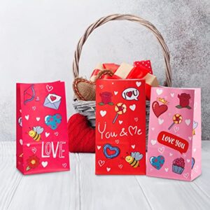 JOYIN 72 Pcs Valentines Day Paper Gift Bags 5x9.4 inch, Valentines Candy Bags, Goodie Bags for Valentine’s Day Party Favors Funny Gift Exchange Novelty Gift Giving Gift Wrapping