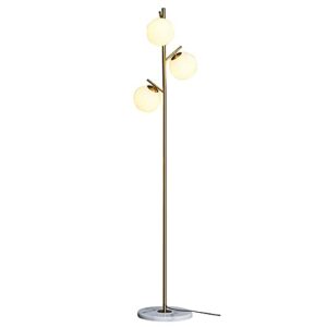 MichiDeco Floor Lamp, 3-Light Mid-Century Floor Light, Frosted Glass Globes Lamp for Bedroom or Living Room