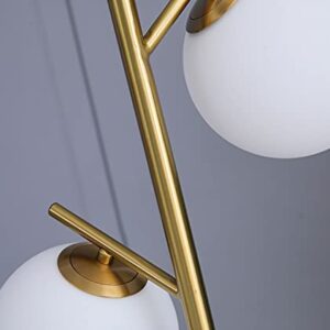 MichiDeco Floor Lamp, 3-Light Mid-Century Floor Light, Frosted Glass Globes Lamp for Bedroom or Living Room