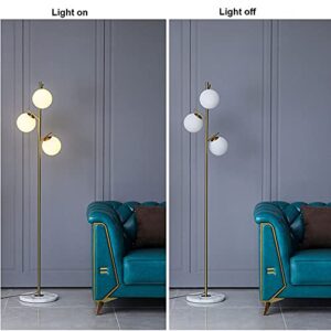 MichiDeco Floor Lamp, 3-Light Mid-Century Floor Light, Frosted Glass Globes Lamp for Bedroom or Living Room