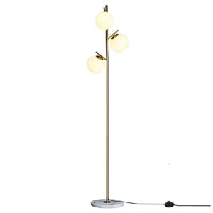 MichiDeco Floor Lamp, 3-Light Mid-Century Floor Light, Frosted Glass Globes Lamp for Bedroom or Living Room