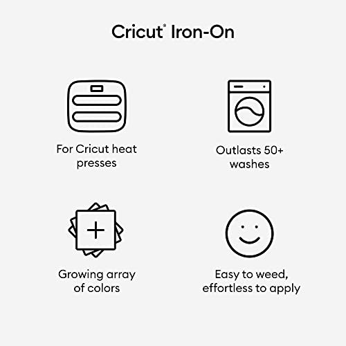 Cricut Everyday Iron On - 12” x 2ft - HTV Vinyl for T-Shirts - StrongBond Guarantee, Outlast 50+ Washes, Use with Cricut Explore Air 2/Maker, White